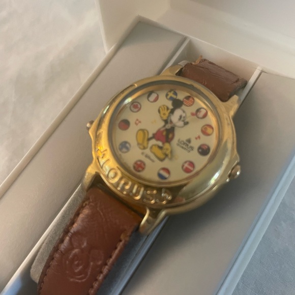 Disney | Accessories | Disney Lorus Mickey Mouse Watch With Brown Strap ...